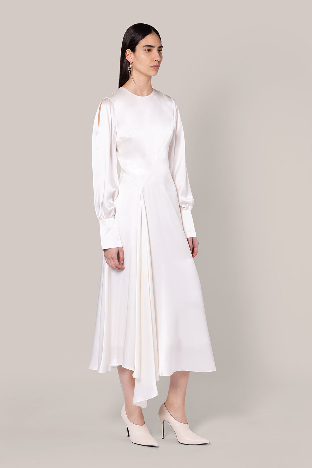 Designer Silk Midi Dress in Ivory | Hayat | Bridal | Roksanda | ROKSANDA