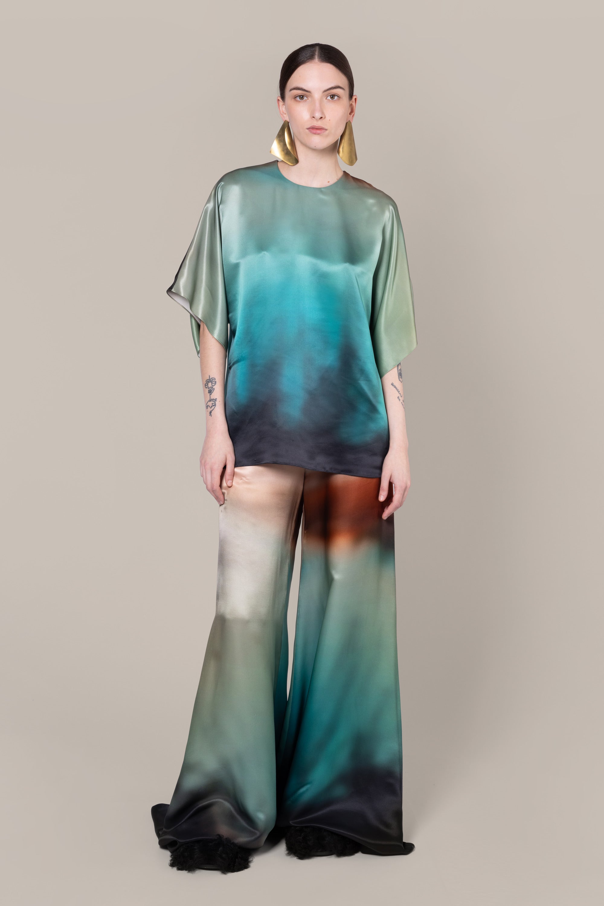 Designer Satin Trousers in Print | Arneau | Roksanda | Ready to Wear ...